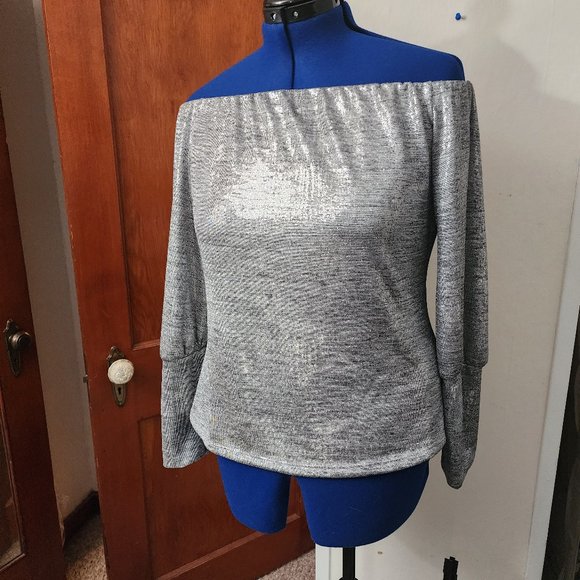 BOLD elements | Tops | Metallic Silver Off Shoulder Top | Poshmark